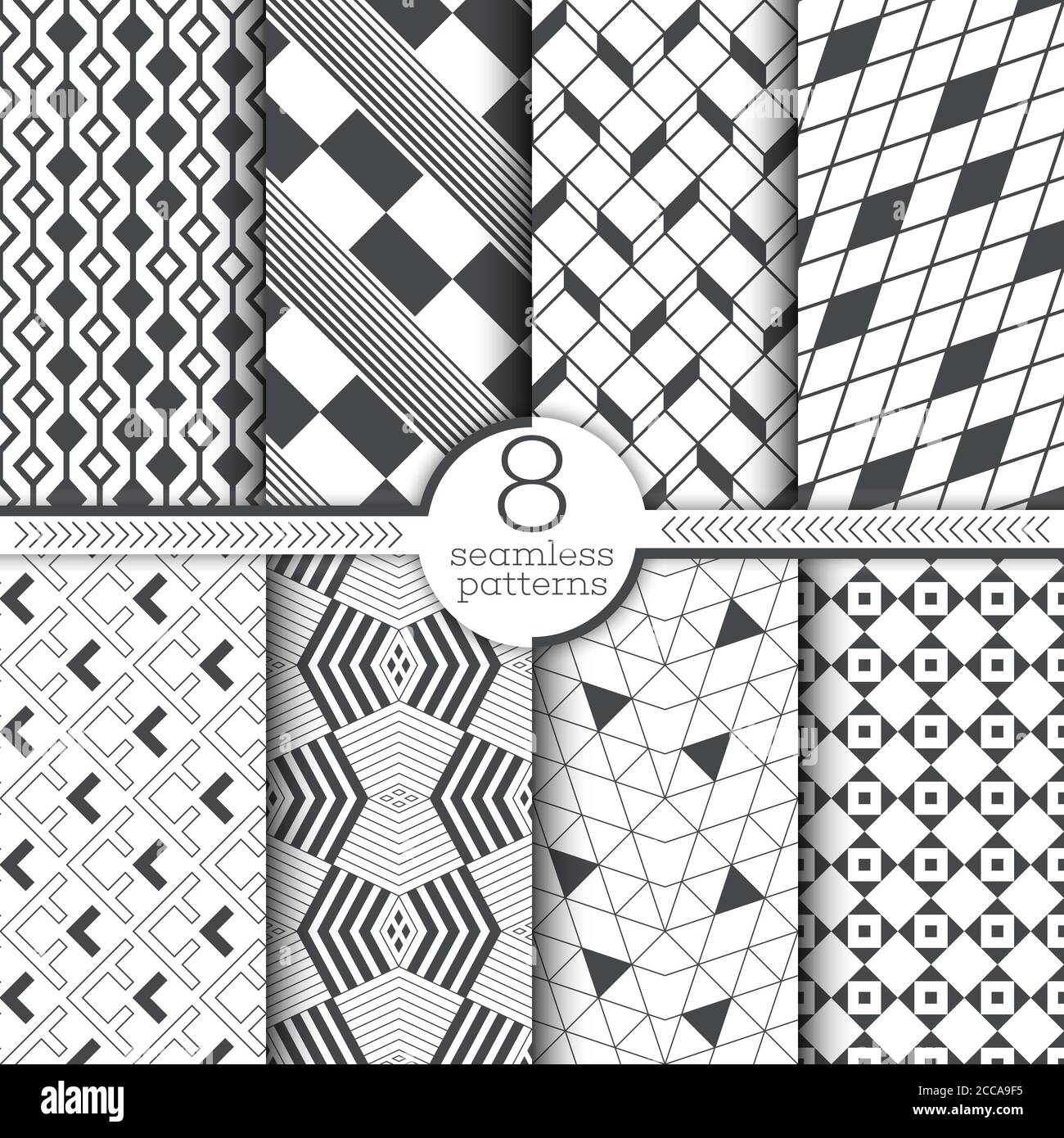 Set of seamless patterns. Modern elegant textures. Regularly repeating ...