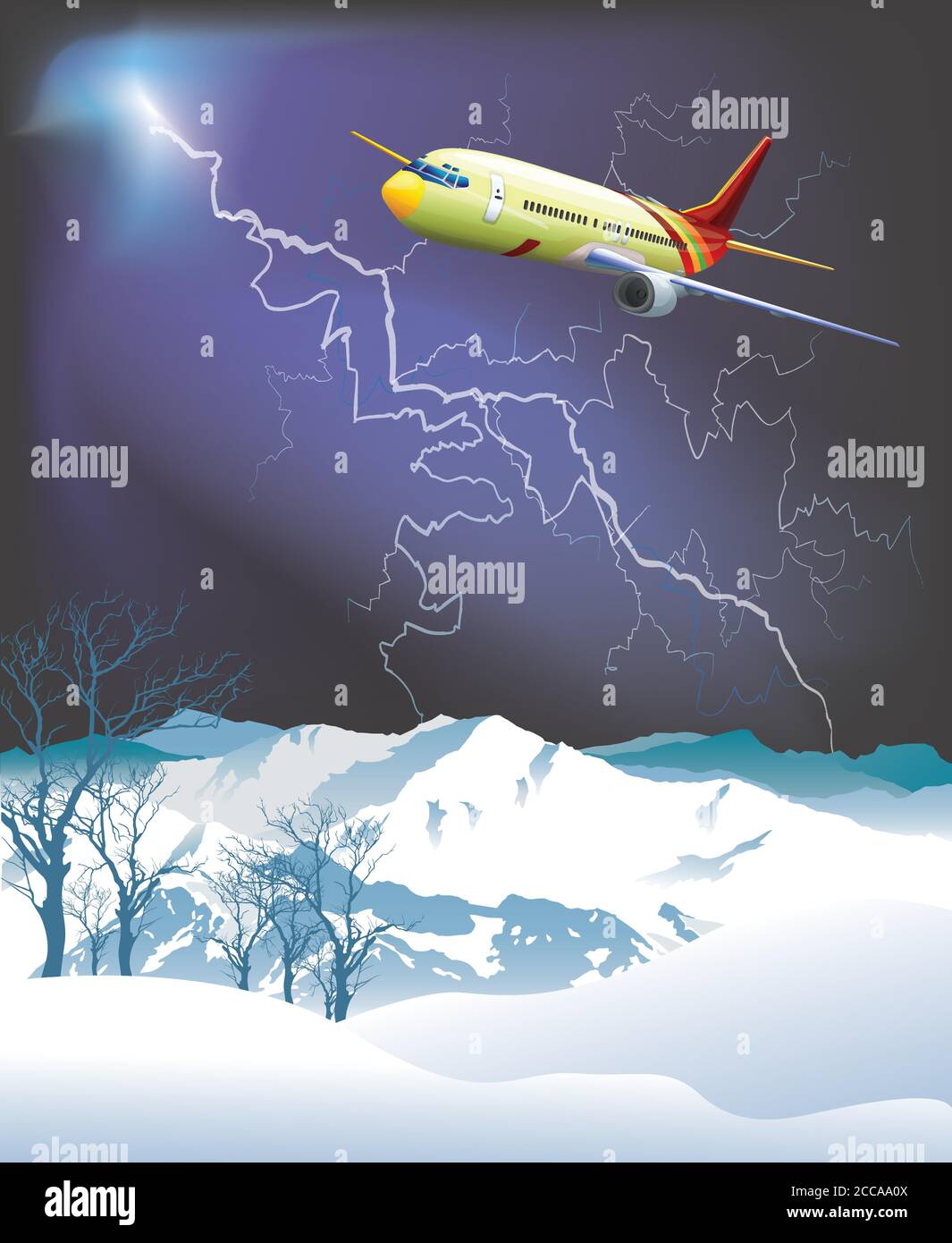 Lightning over alps Stock Vector Images - Alamy
