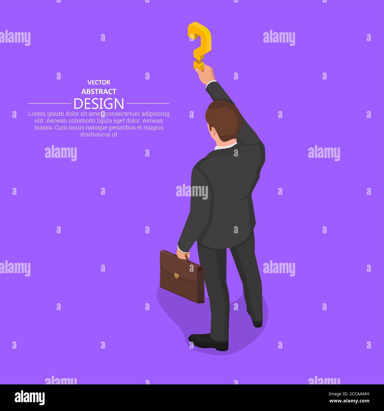 The hand of the person holds a question mark.Isometric illustration.The ...