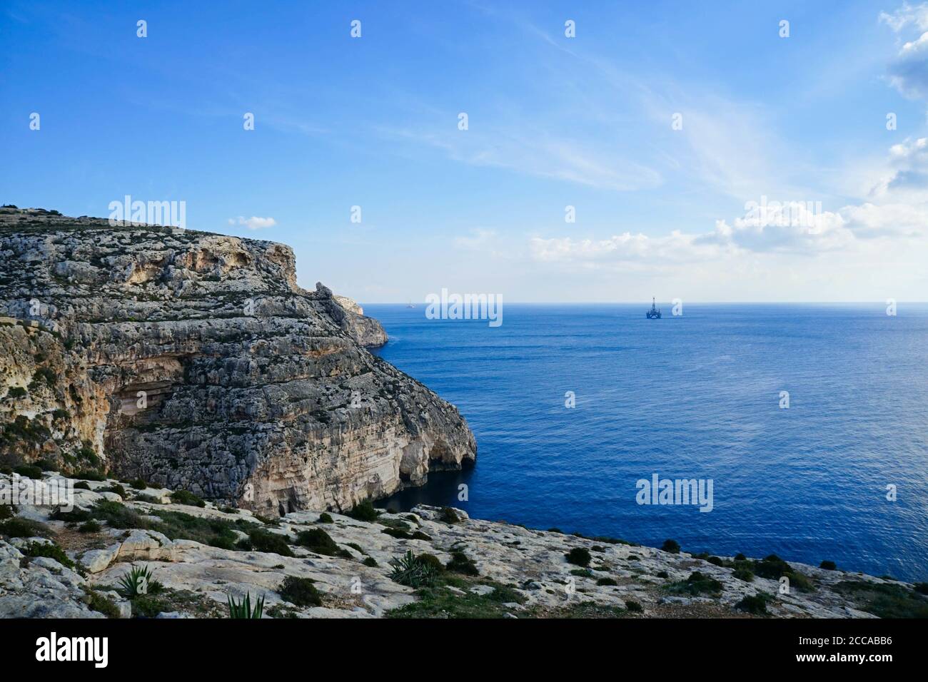 Beautiful view of the cliff in Malta Coastline Stock Photo - Alamy