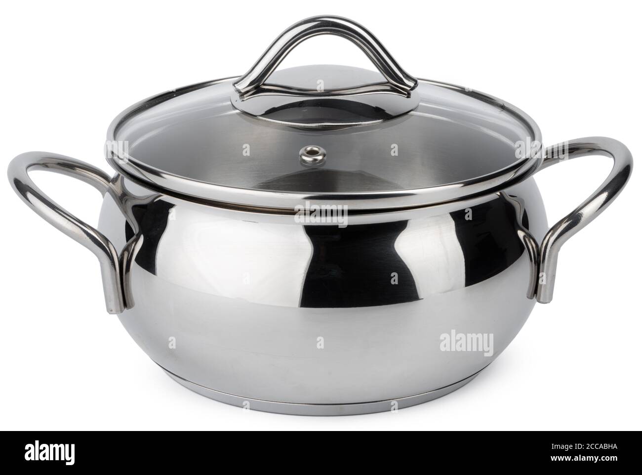 New metal cooking pot isolated on white Stock Photo - Alamy