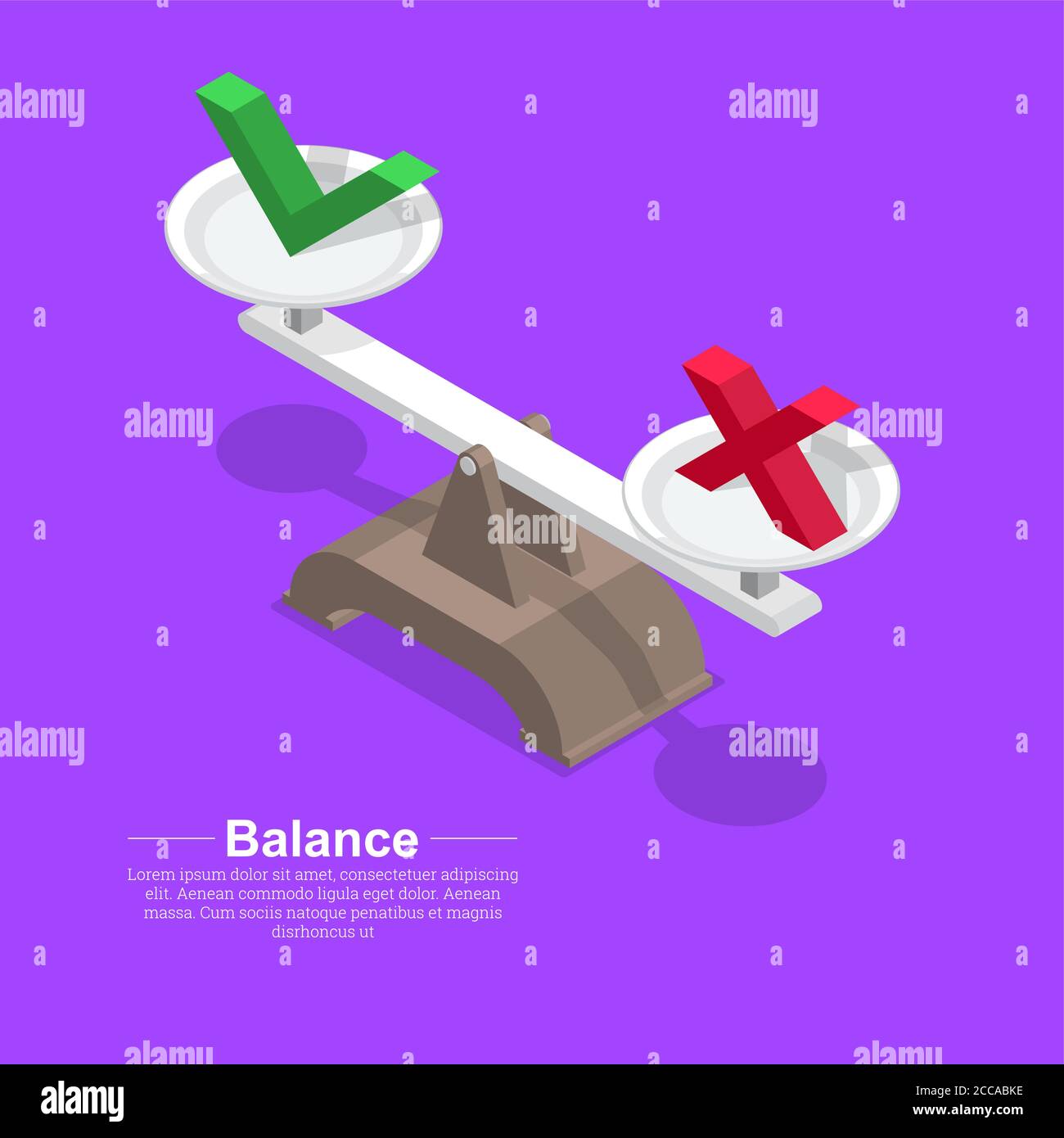 Tick and cross on scales.Balance symbol.Approve.Cancel. Equivalent ...