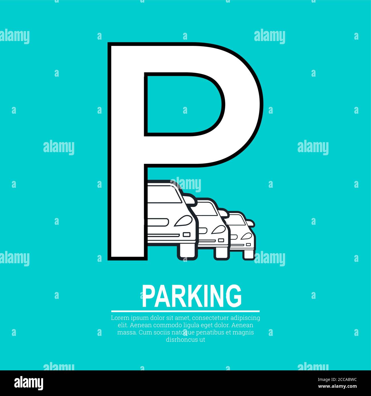 Abstract background with cars and road sign. Parking zone. Vector ...