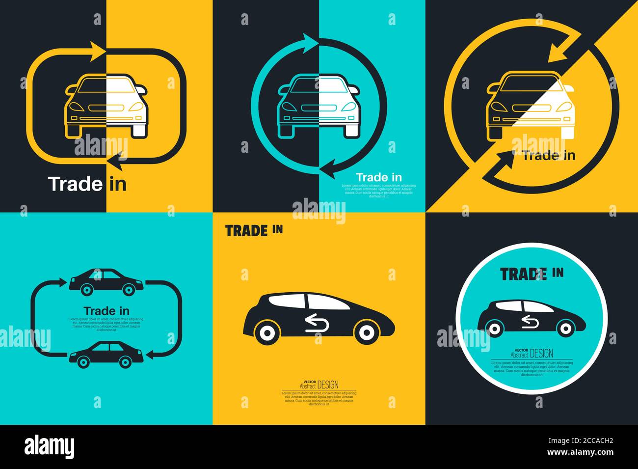 Set of Trade in concept. Exchange of the car with surcharge. Concept ...