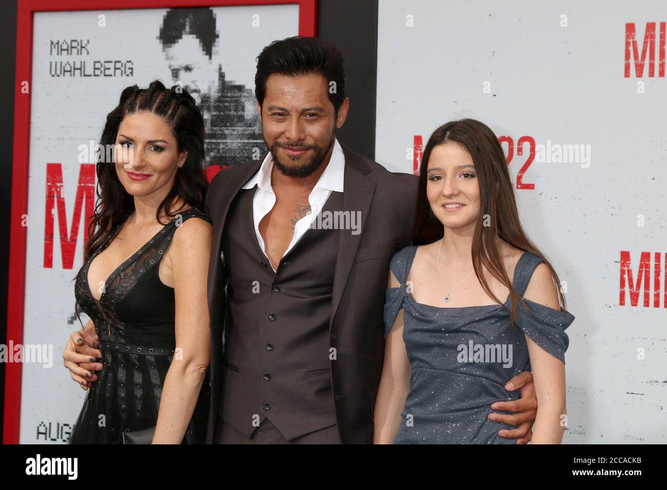 LOS ANGELES - AUG 9: Wife, Sam Medina, Daughter at the Mile 22 Premiere ...