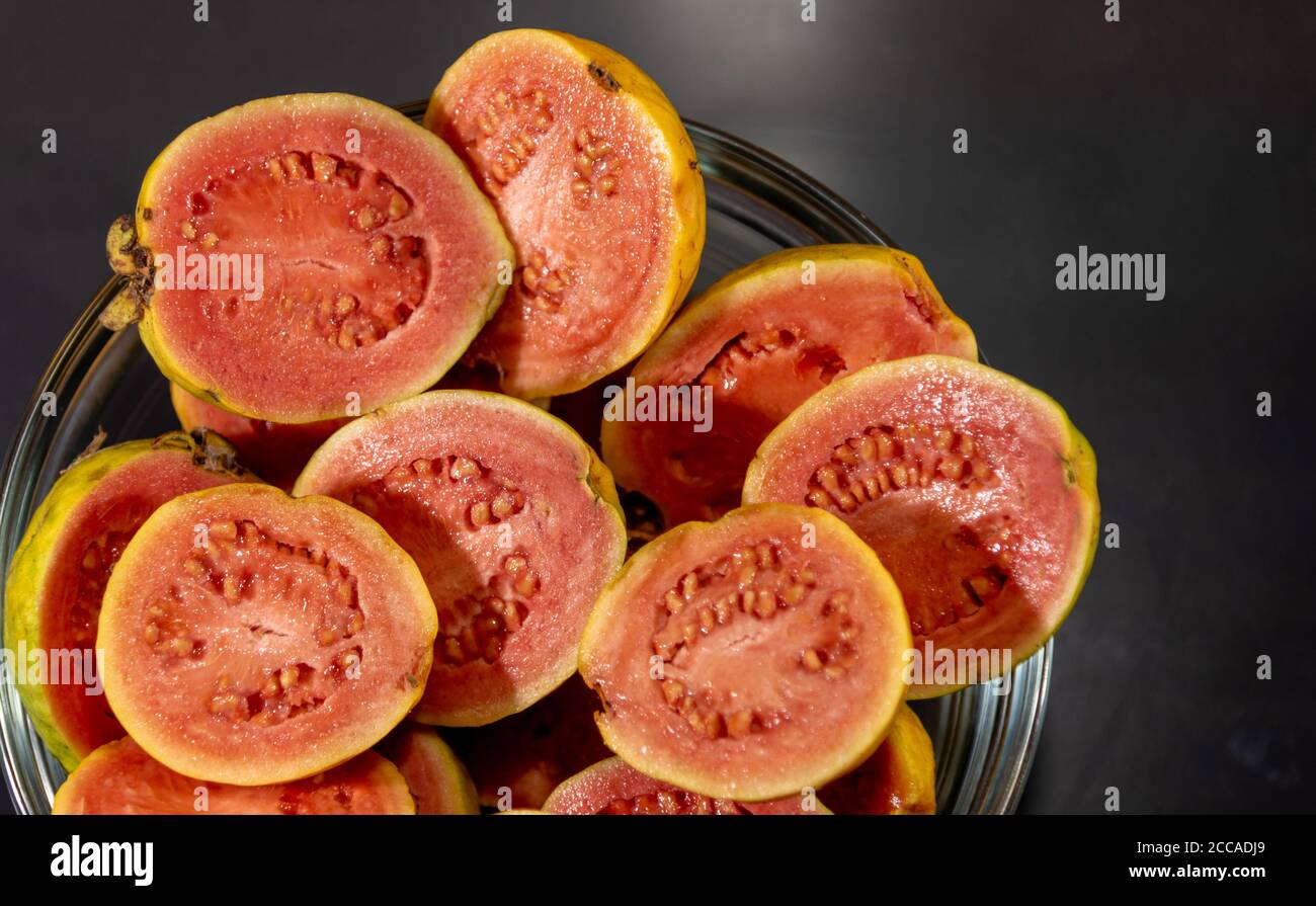 Guava fruits (Psidium guajava). Guava is the fruit of guava, a tree of ...