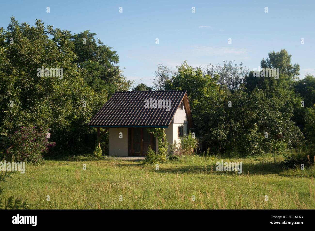 small cabin for holidays in Czech republic, named chata, among trees ...