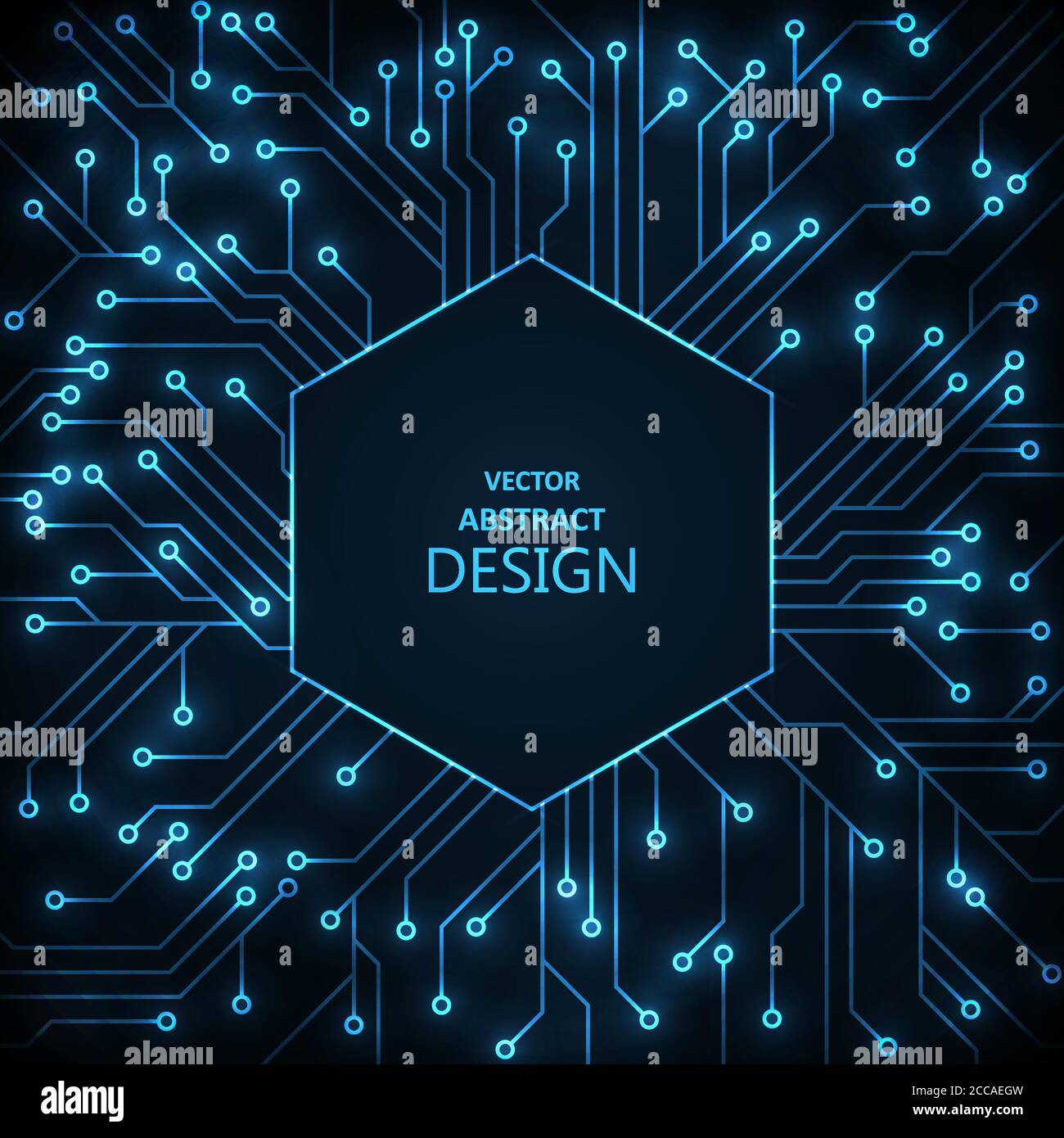 The shining scheme with a hexagonal frame.Digital technology. Neon ...