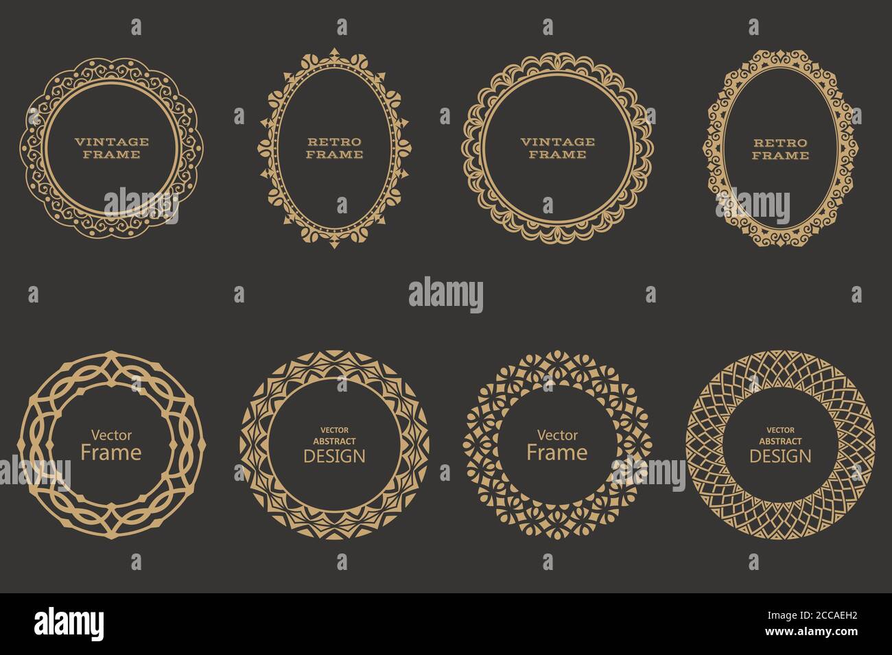 Set of circular baroque patterns. Round floral ornaments. Vintage ...