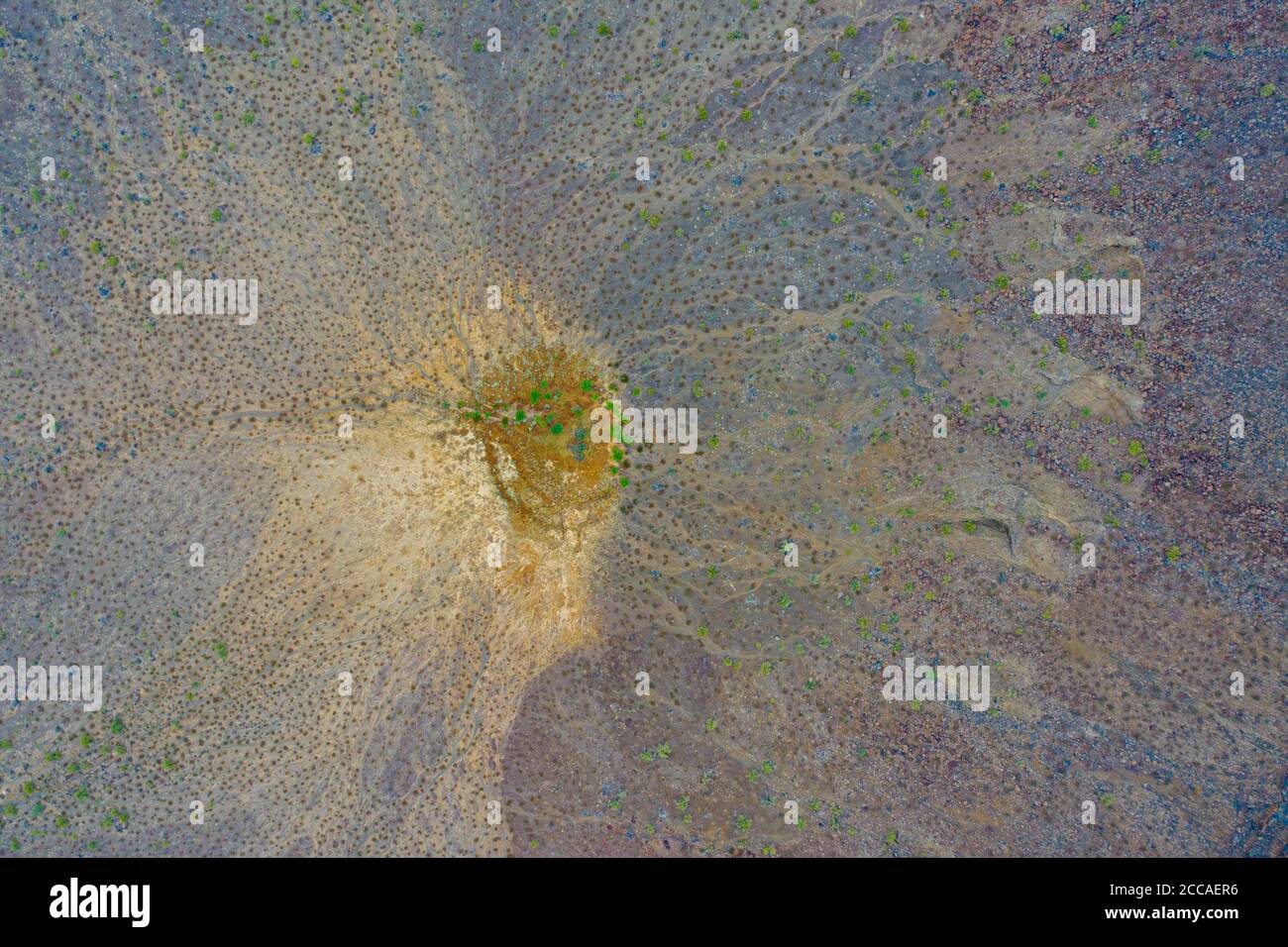 Aerial view of the maar-type volcanic crater El Elegant in the ...