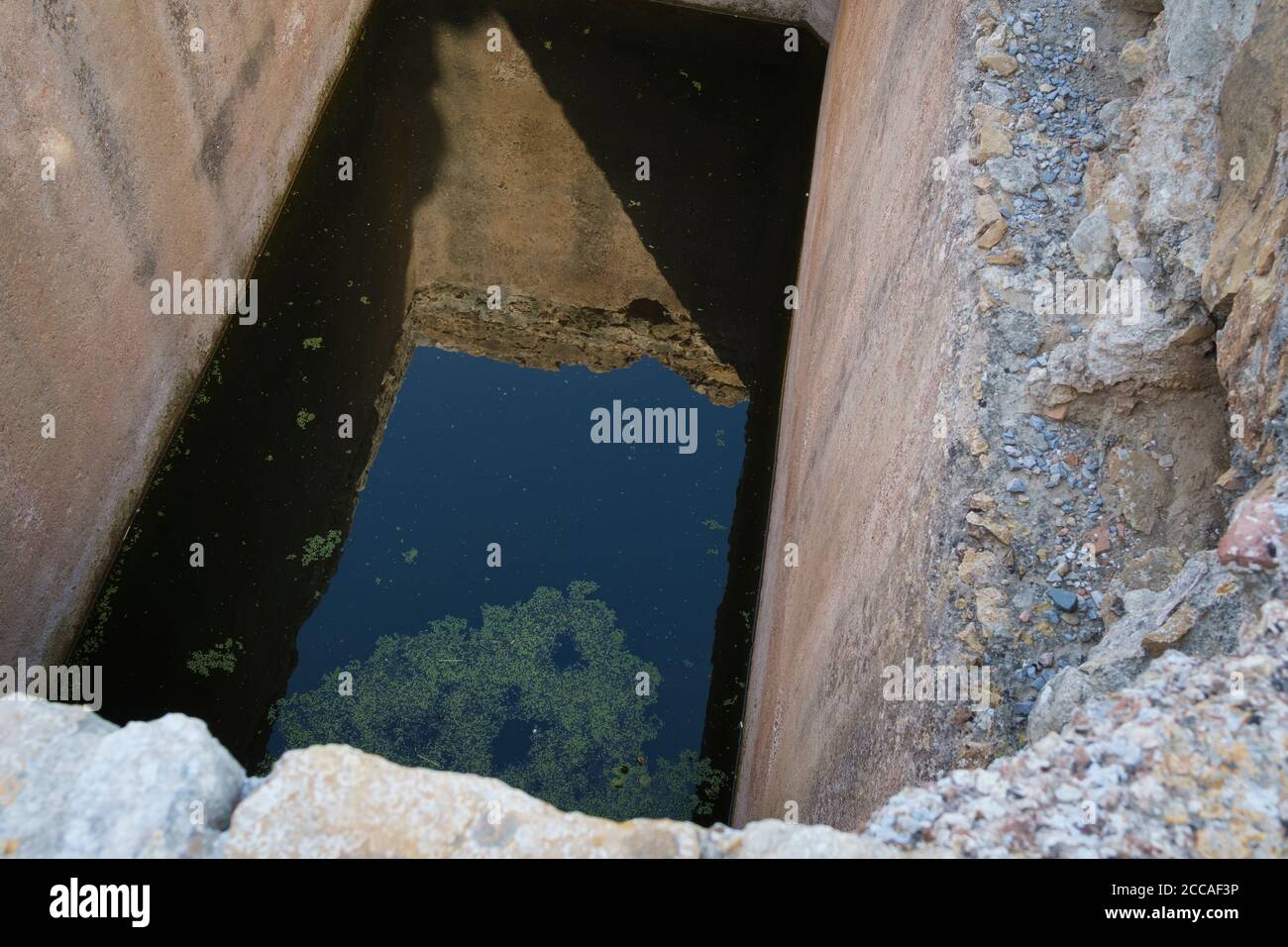 Mortar-lined tank where the fish guts and flesh were fermented ...