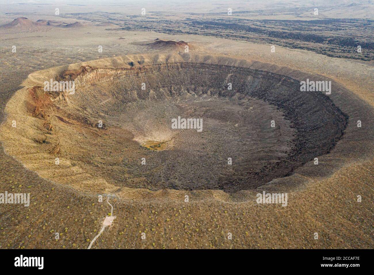 Aerial view of the maar-type volcanic crater El Elegant in the ...