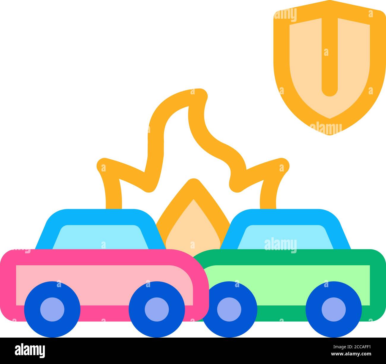 car accident crash insurance icon vector outline illustration Stock ...