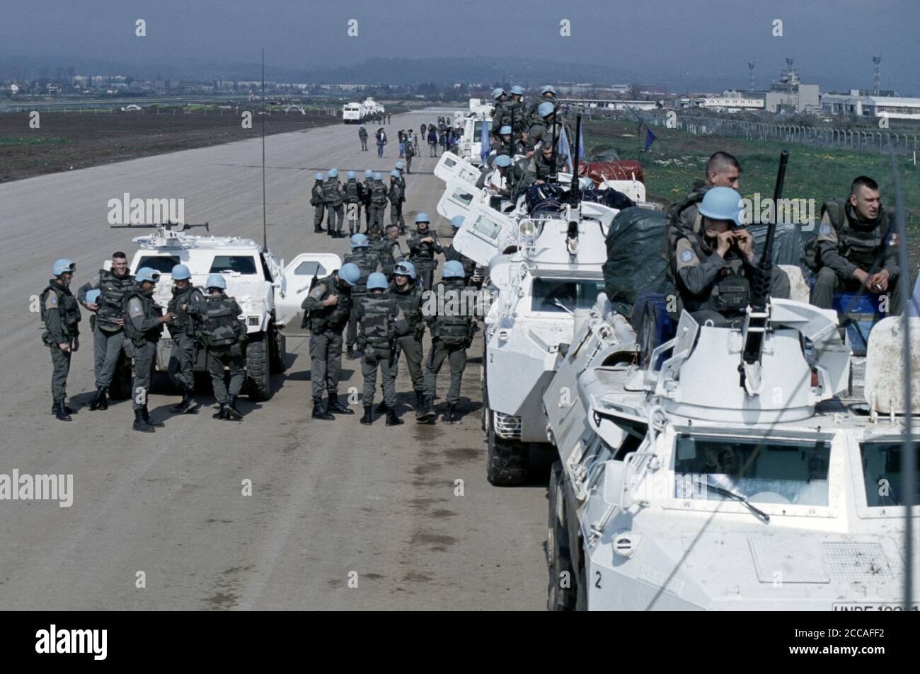 24th April 1994 During the Siege of Sarajevo: on a taxiway at the ...