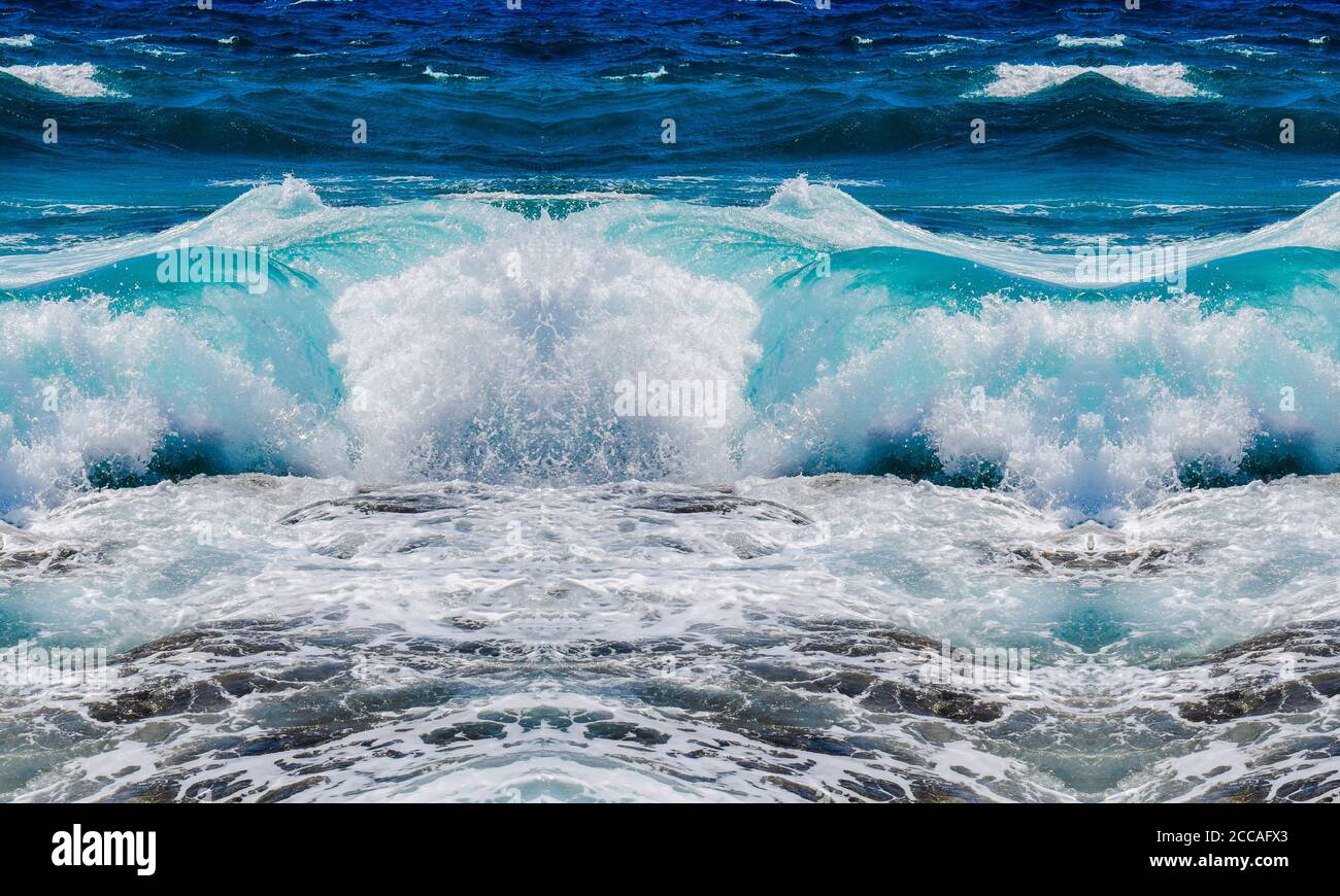 wave smashing foam spray sea water waves background white blue Stock ...
