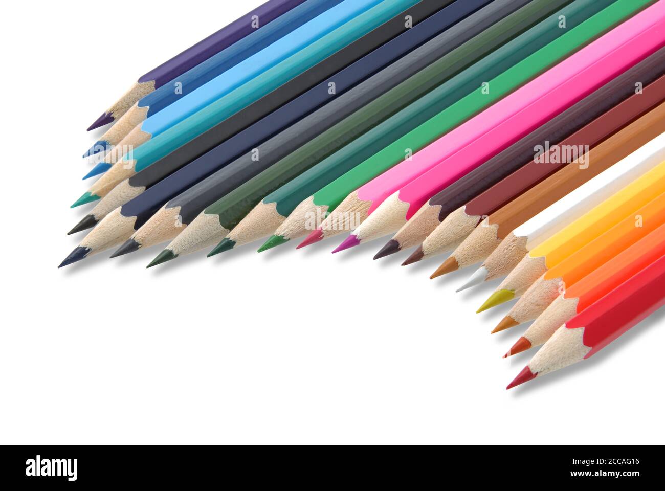 pencils angled on white forming a color spectrum Stock Photo - Alamy
