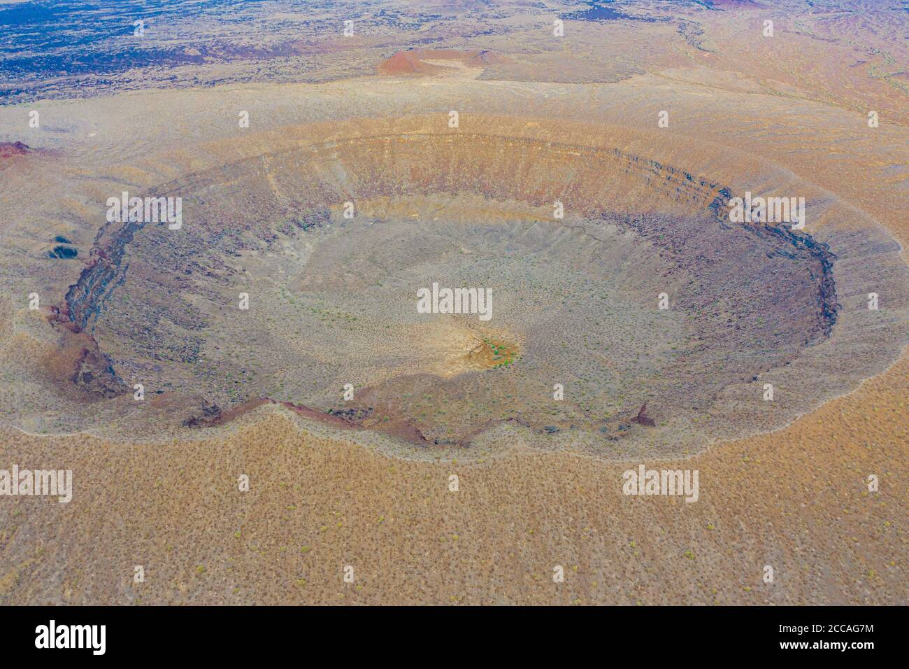 Aerial view of the maar-type volcanic crater El Elegant in the ...