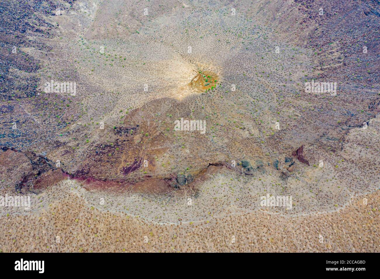 Aerial view of the maar-type volcanic crater El Elegant in the ...