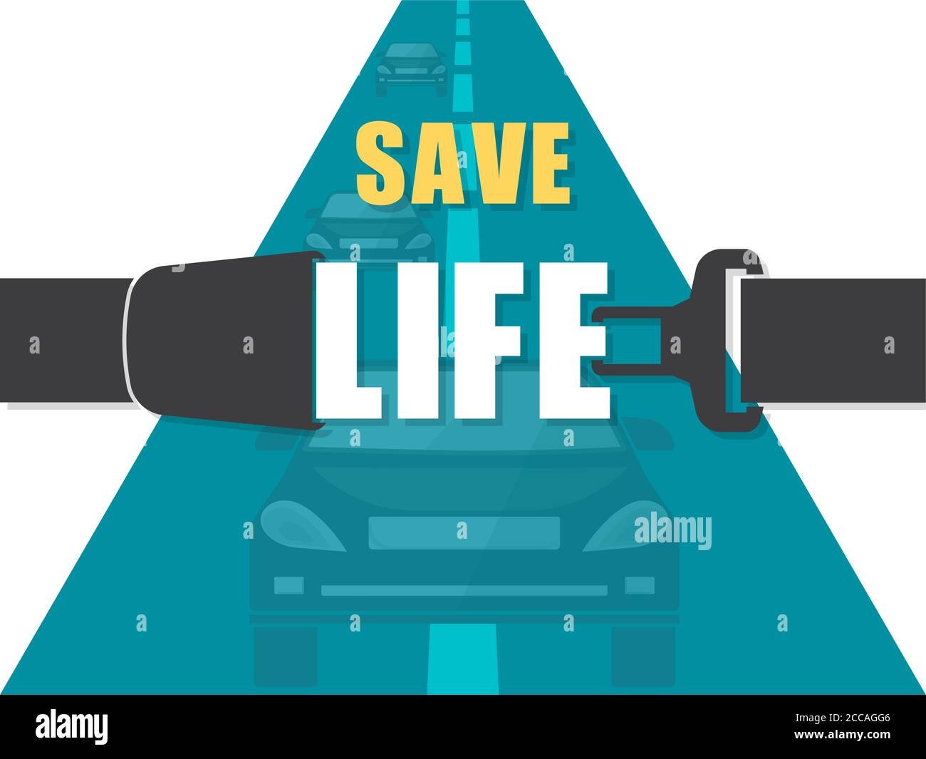 Save the life.Fasten a seat belt.Caution about danger on roads ...