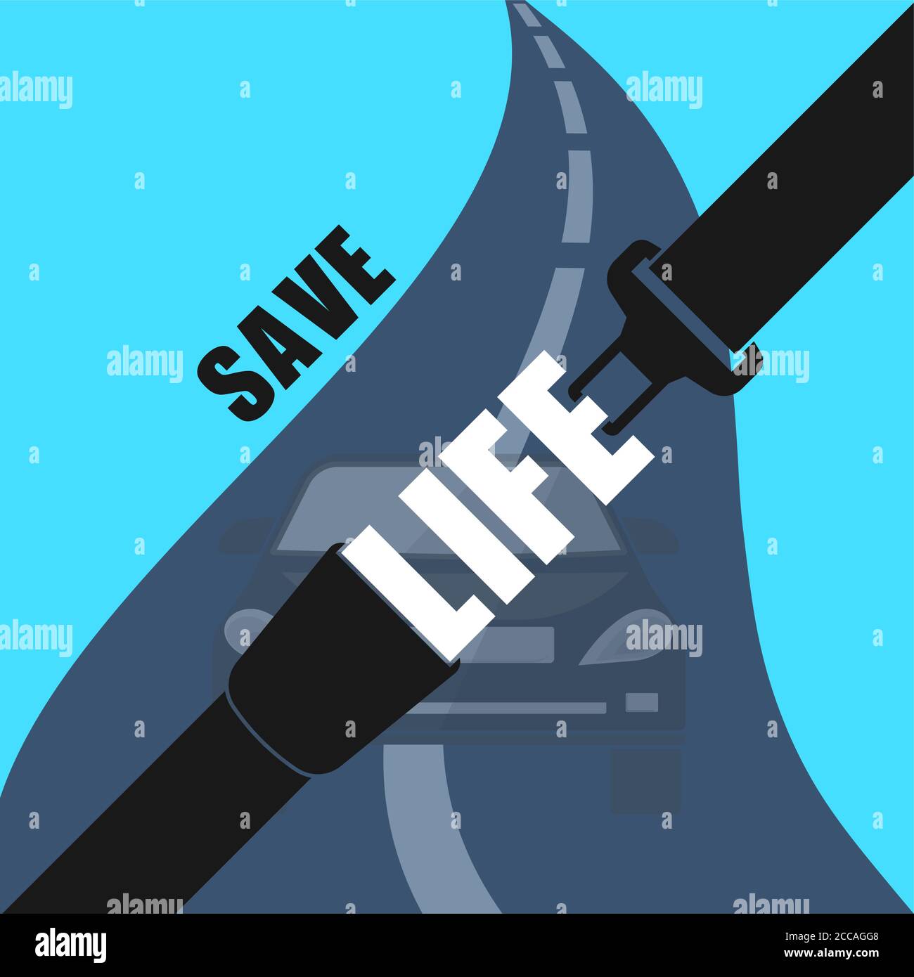Save the life.Fasten a seat belt.Caution about danger on roads ...