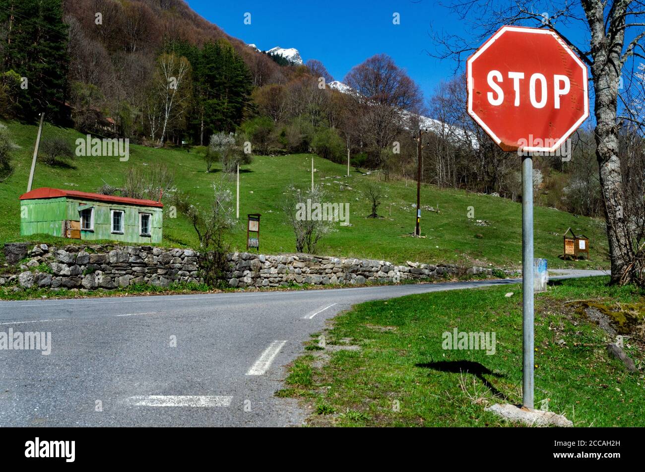 Stop Sign in Bulgaria Stock Photo - Alamy