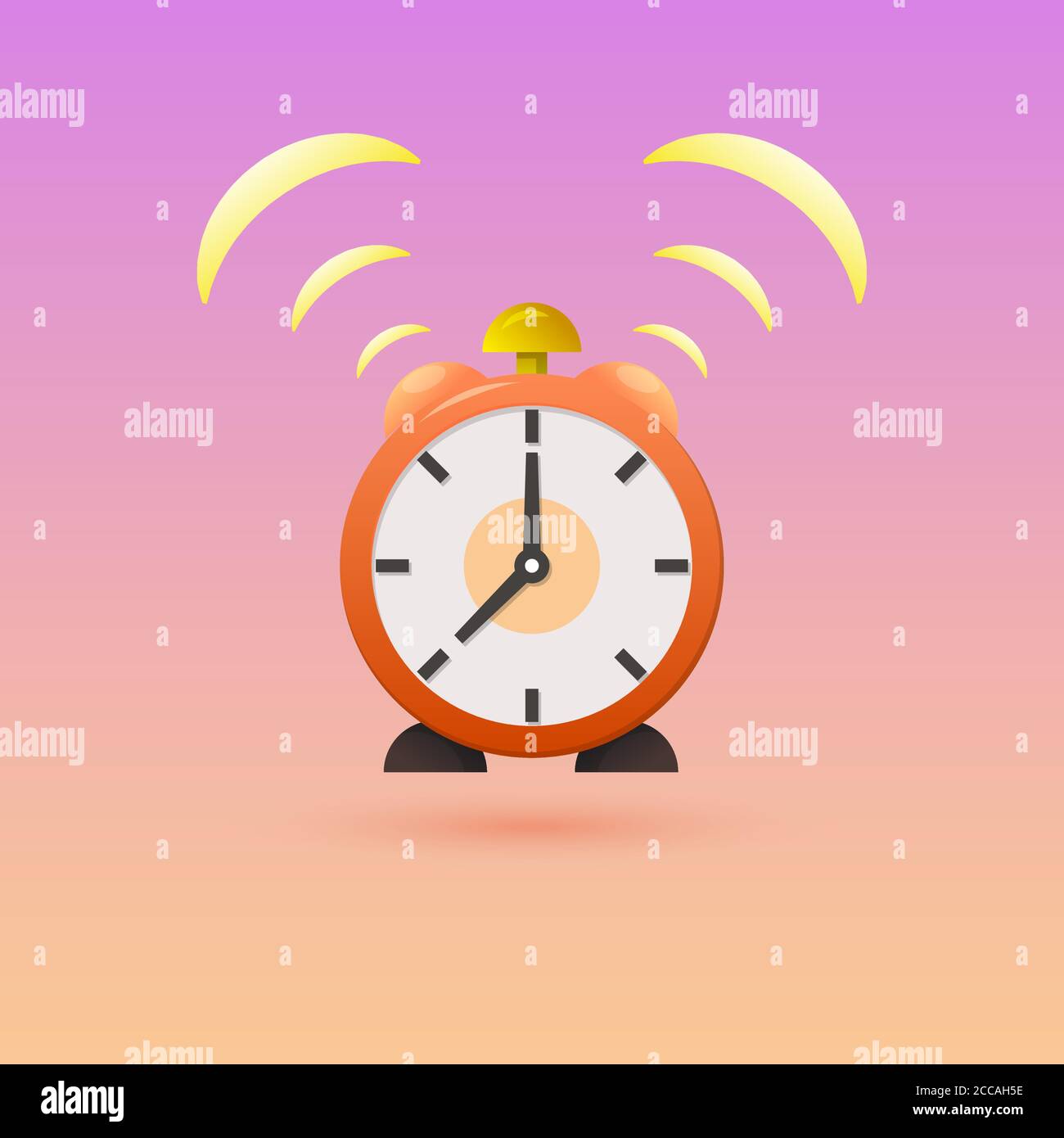 The alarm clock with a shadow on the isolated background. Design ...