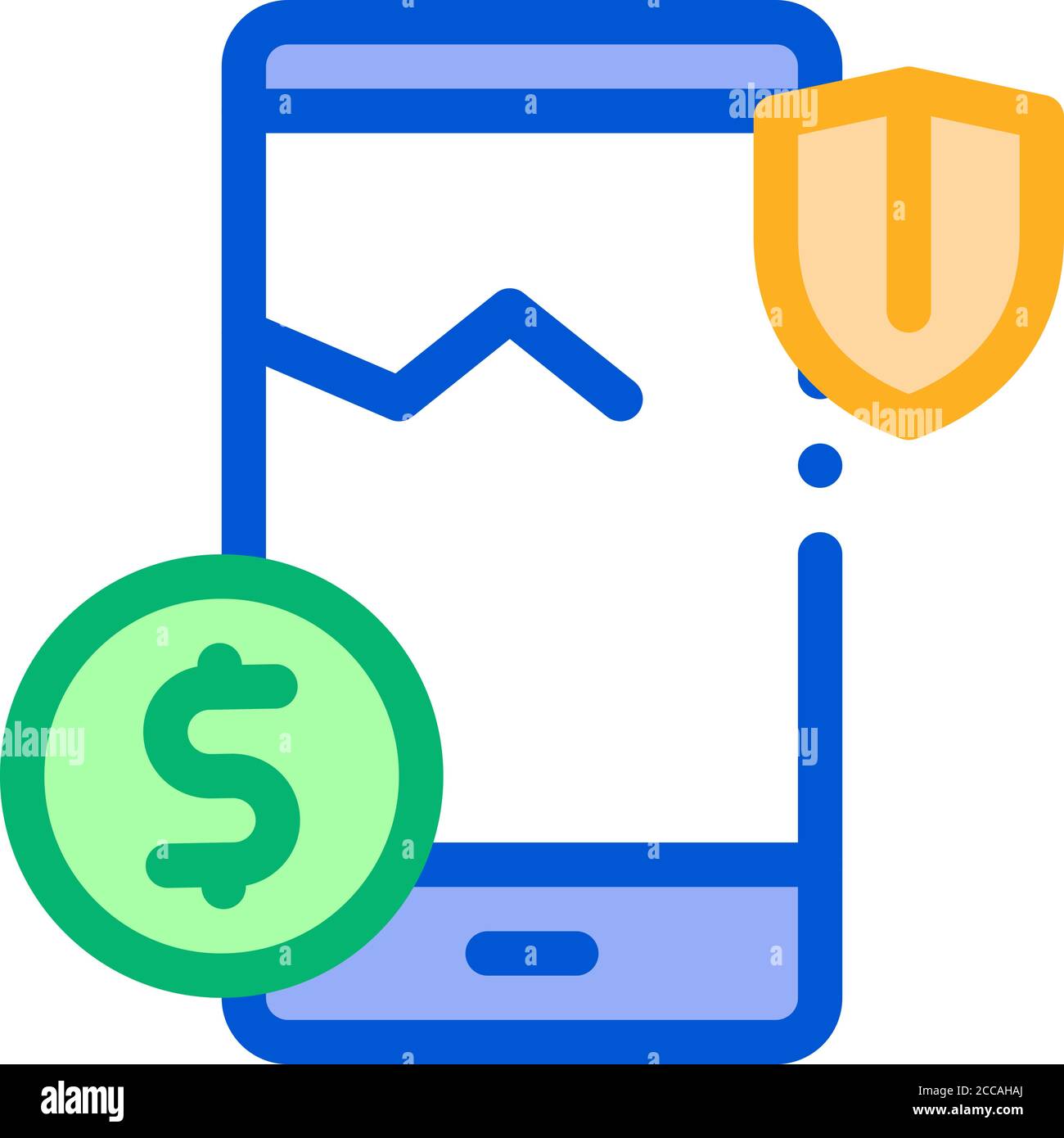 crashed phone screen insurance icon vector outline illustration Stock ...