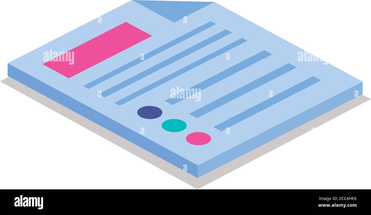 Document isometric line style icon design, Data archive and information ...