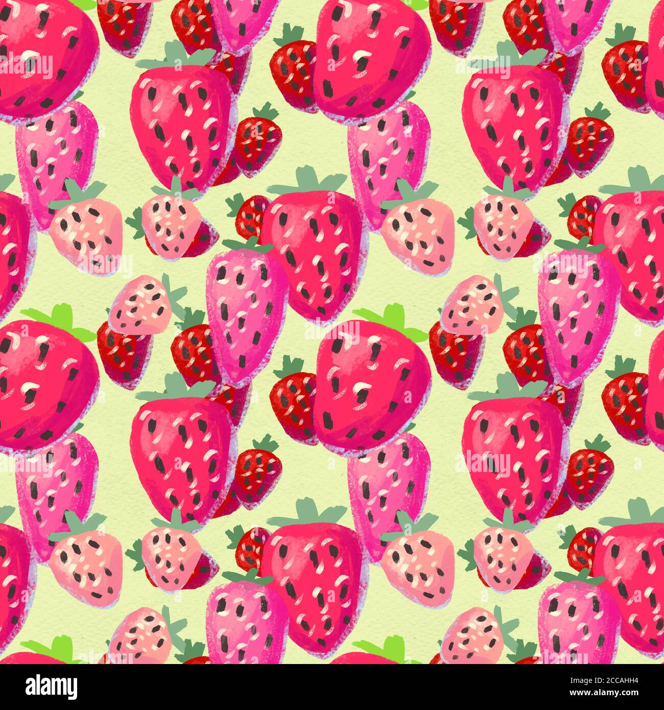 Seamless pattern with ripe strawberry. Hand drawn texture with berries ...