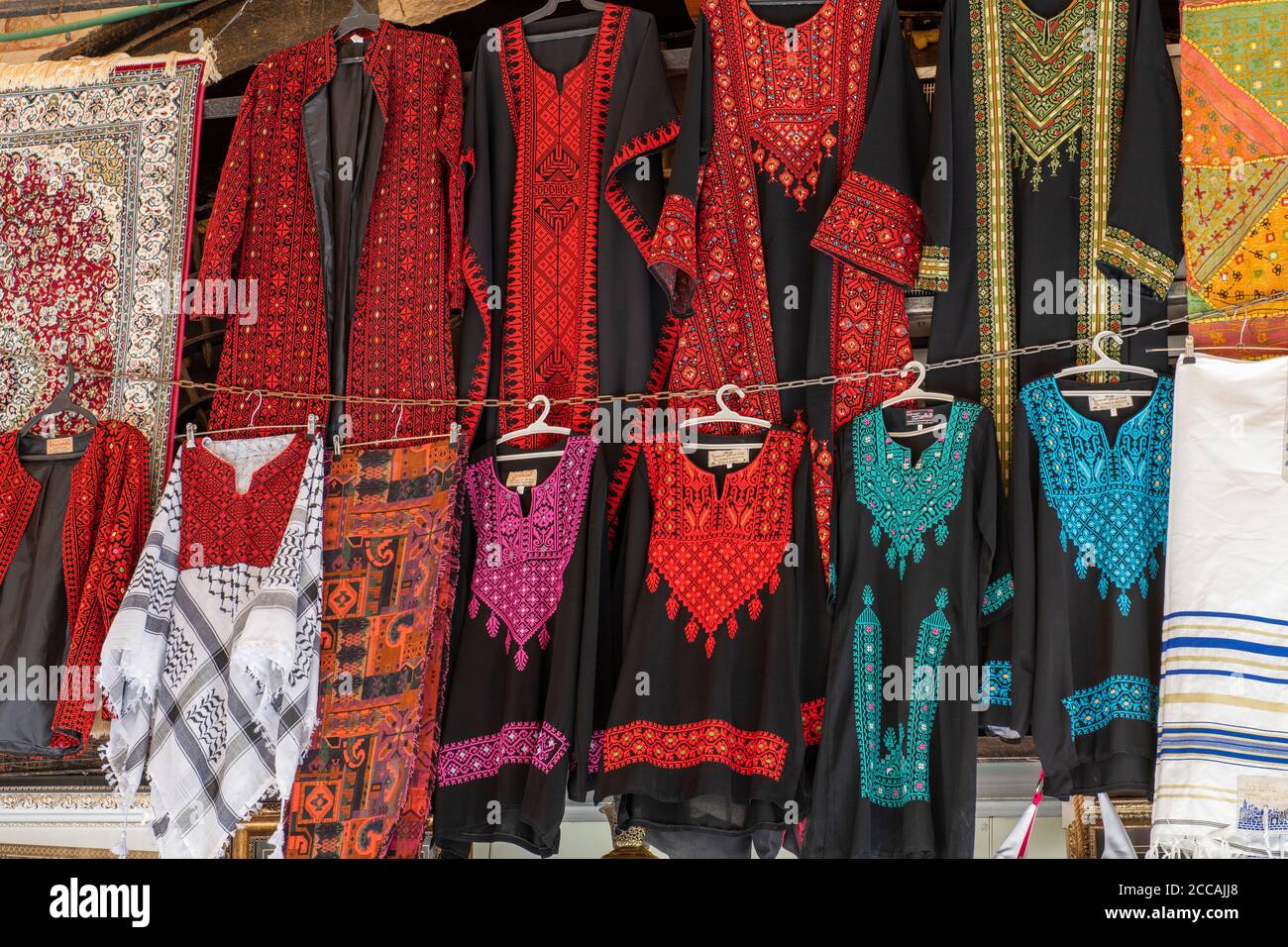 Israel, Jerusalem. Old City, Via Dolorosa. Typical vendor display with ...
