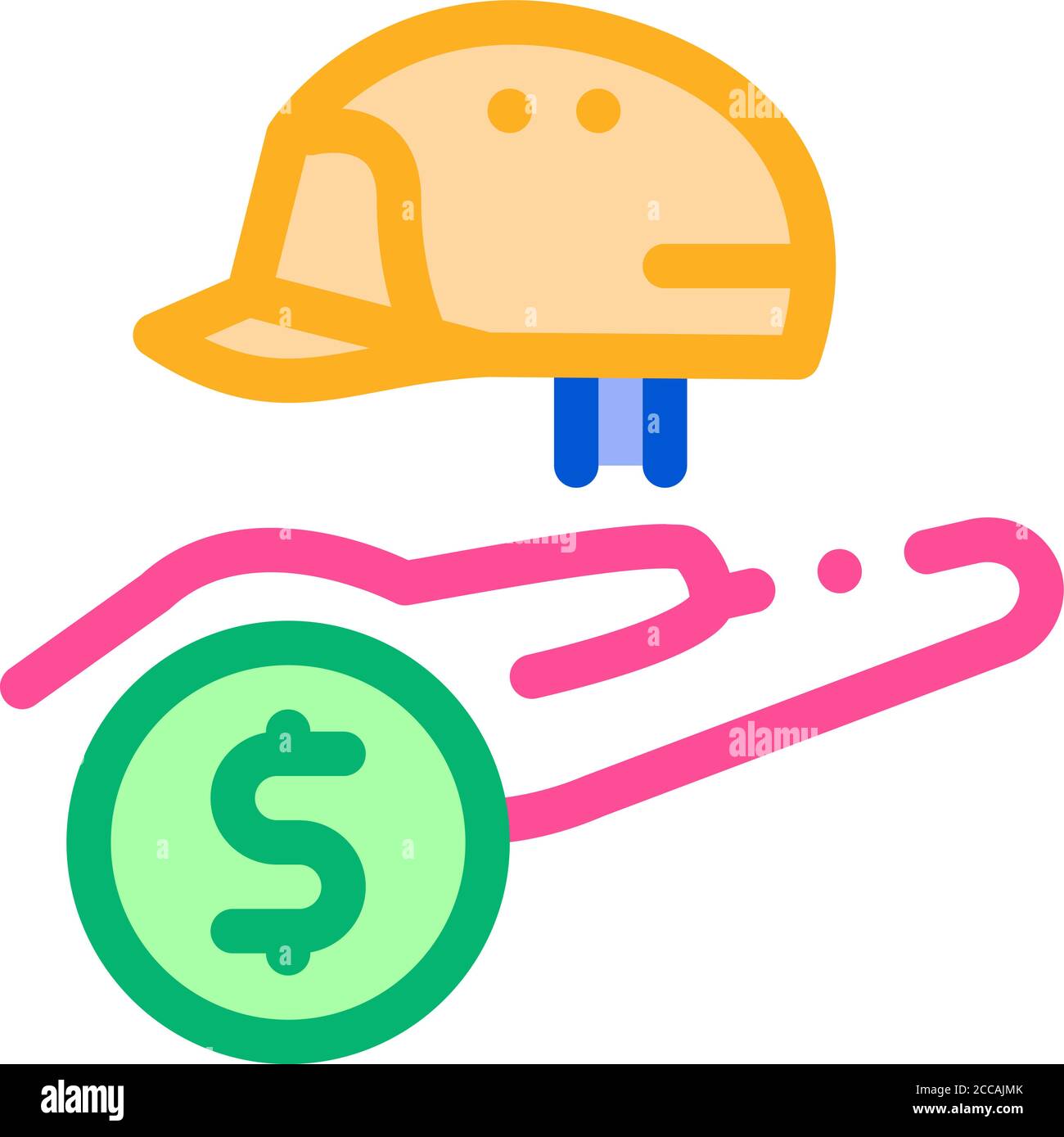 protective helmet on hand icon vector outline illustration Stock Vector ...