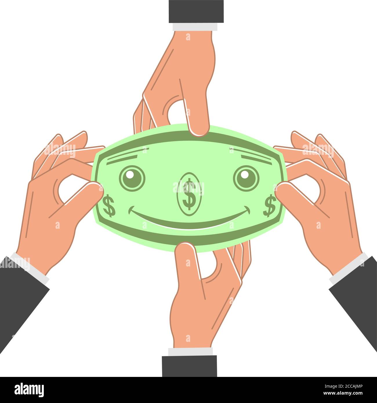 Stretched smiling dollar. Extended budget. Economic growth. Business ...