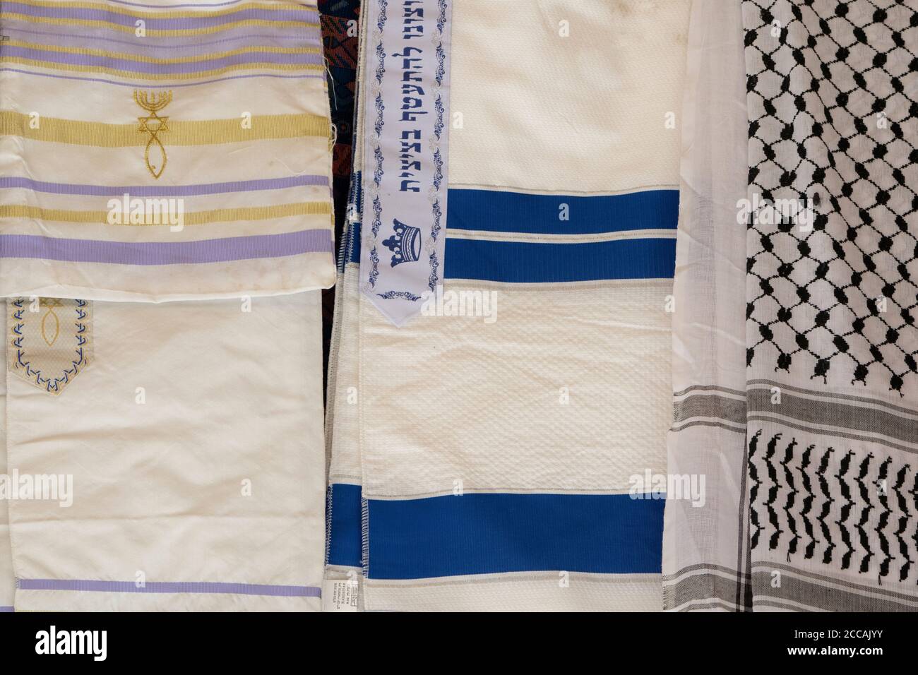 Israel, Jerusalem. Old City, Via Dolorosa. Typical vendor display with ...