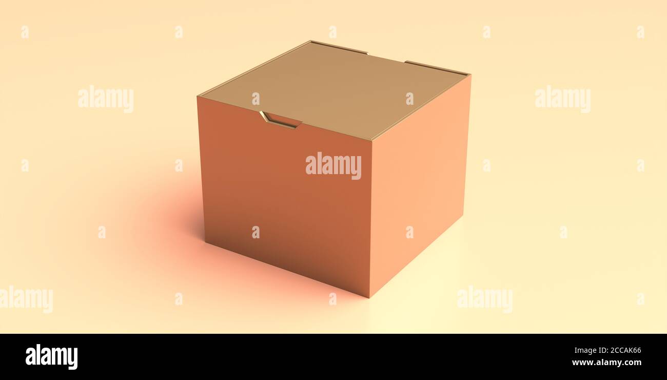 Package box cube with sliding cover, blank advertise template for ...