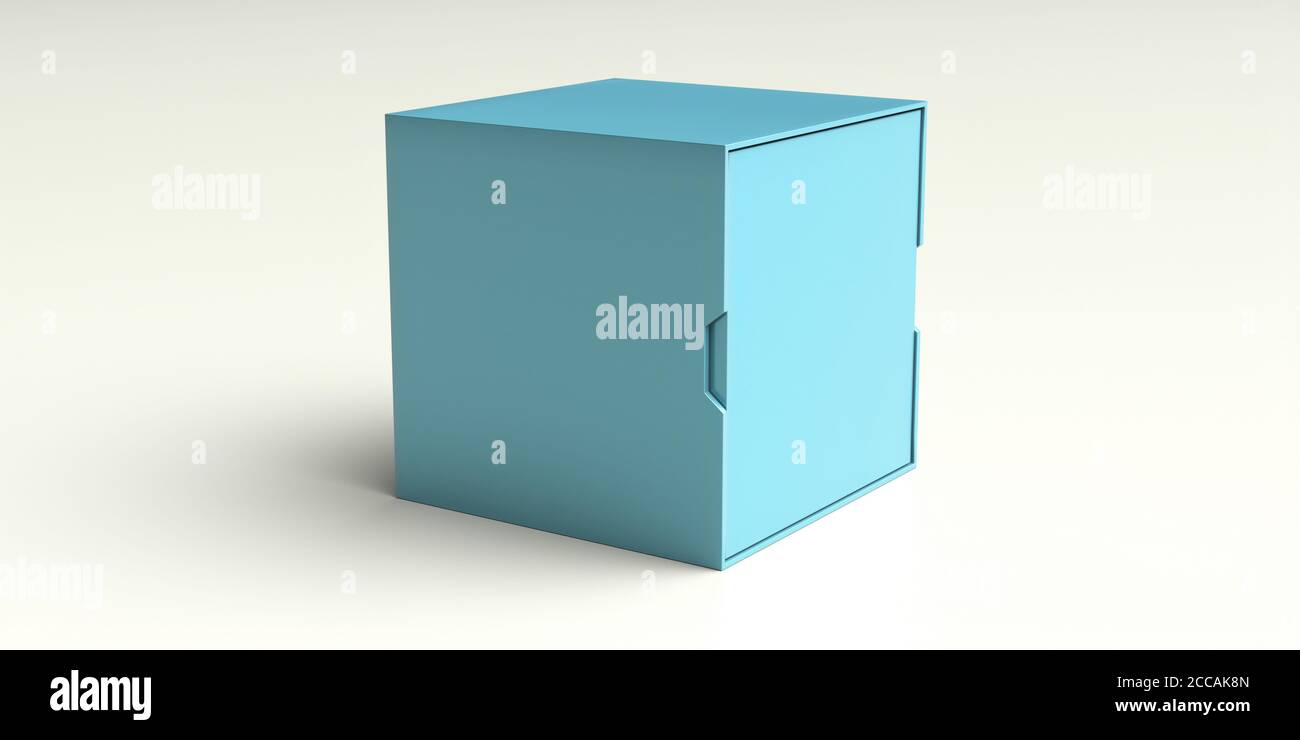 Package box cube with sliding cover, blank advertise template for ...