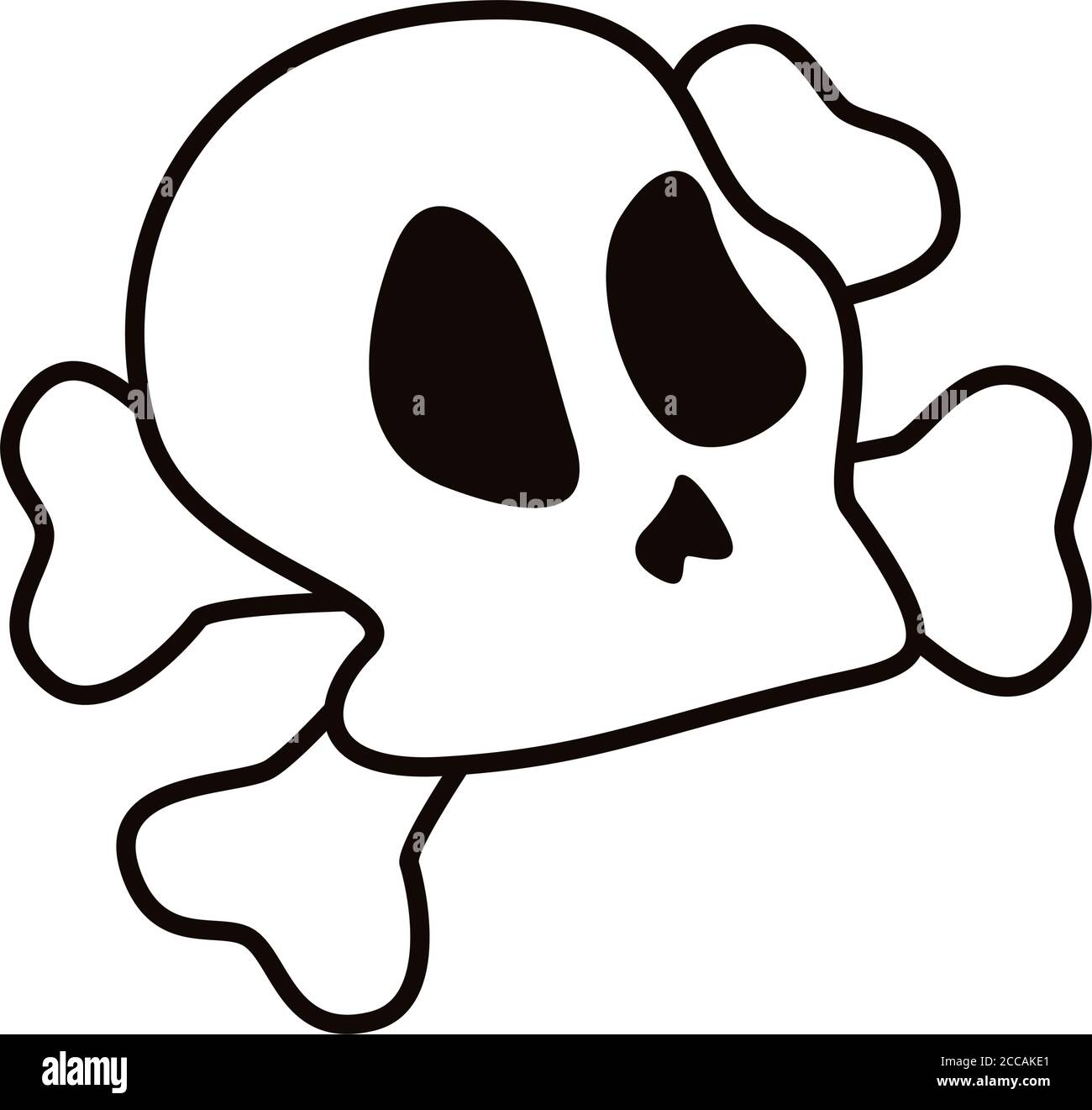halloween head skull with bones crossed line style icon vector ...