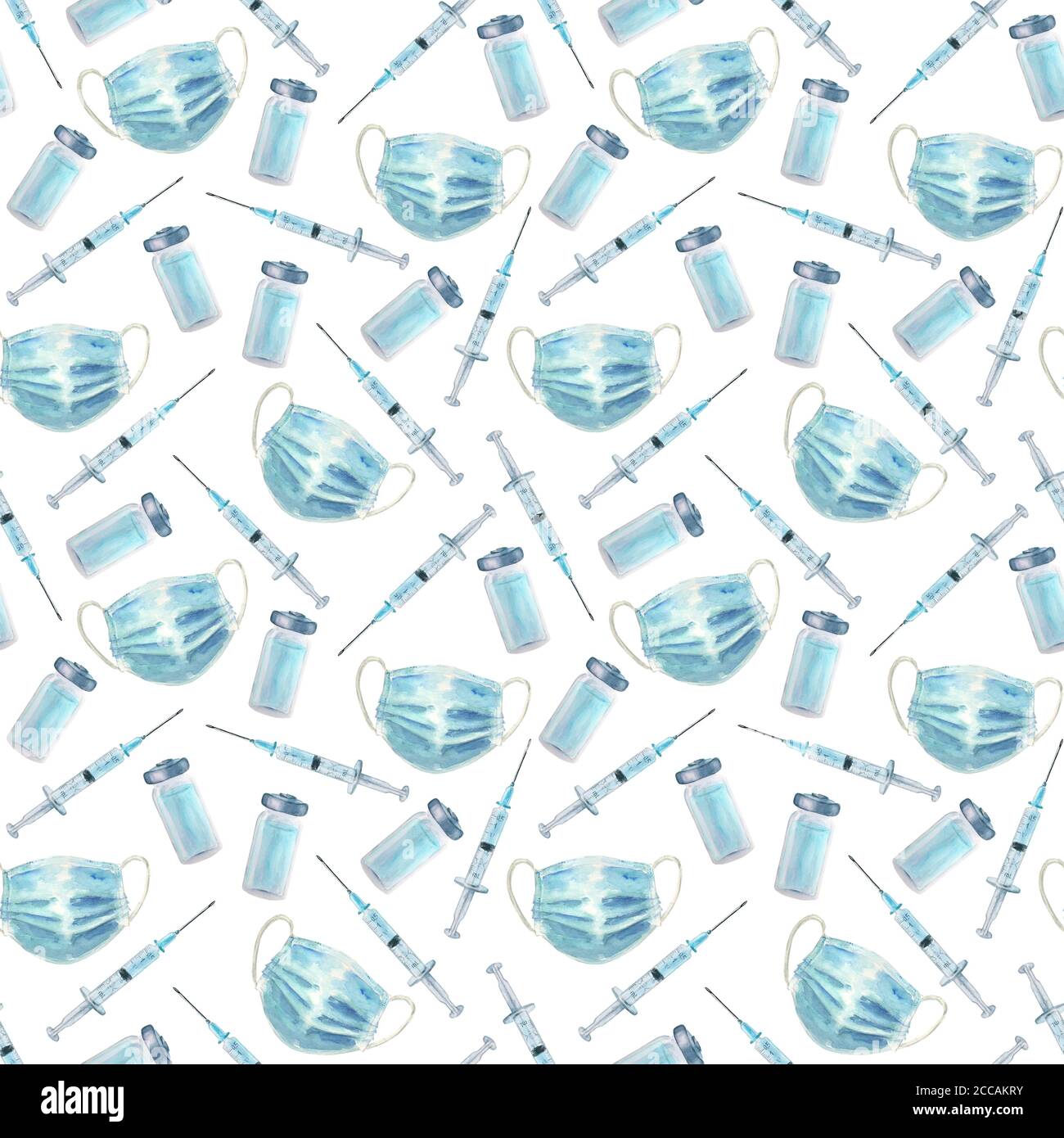 Medical seamless pattern. Watercolor hand drawn medic repeating texture ...