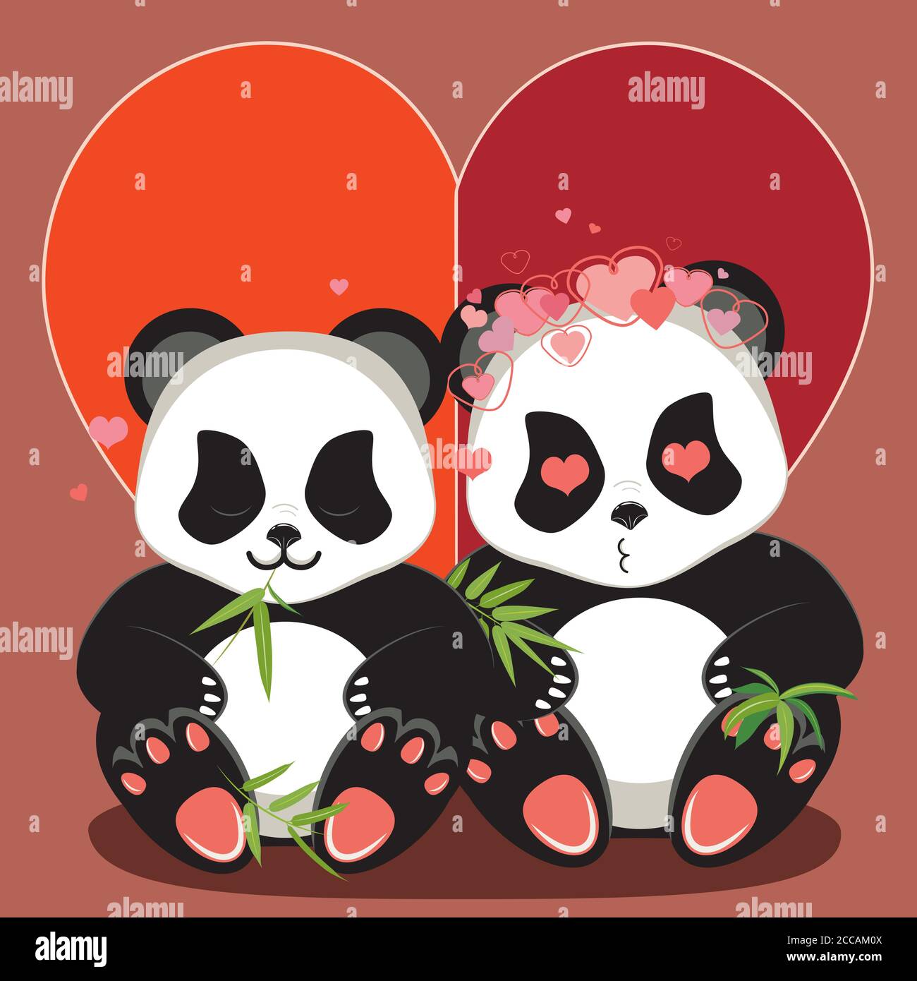 Cute cartoon panda bear with red heart design Stock Vector Image & Art ...