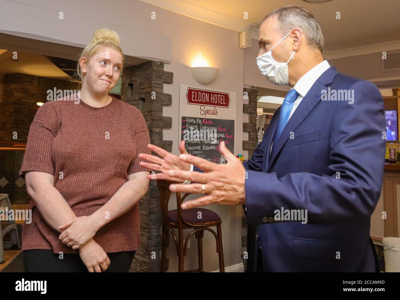An Taoiseach Micheal Martin speaks with the operators of the Eldon ...