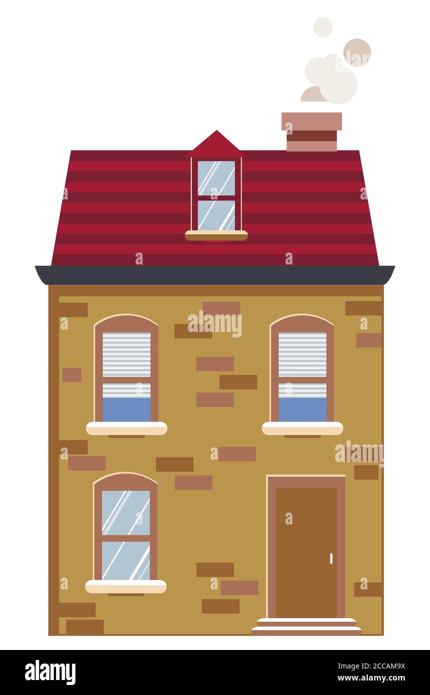 Cartoon old brick house of retro town design Stock Vector Image & Art ...
