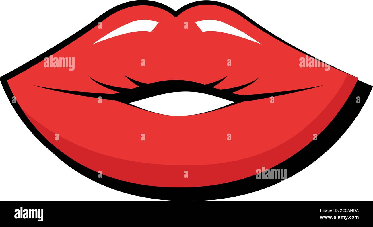 Sexi Female Lips Pop Art Flat Style Vector Illustration Design Stock 4450