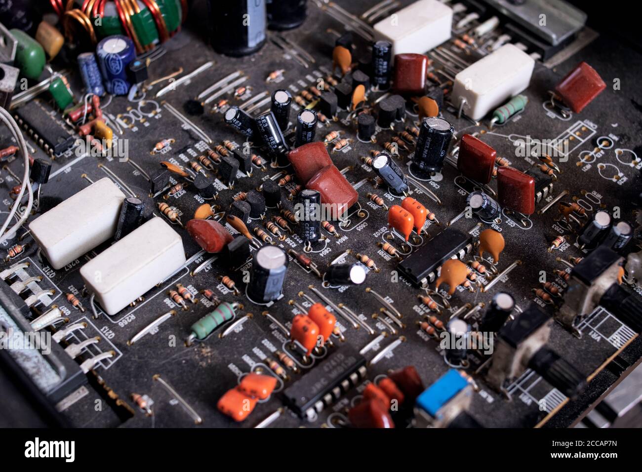 Black electronic board with transistors and tracks Stock Photo - Alamy