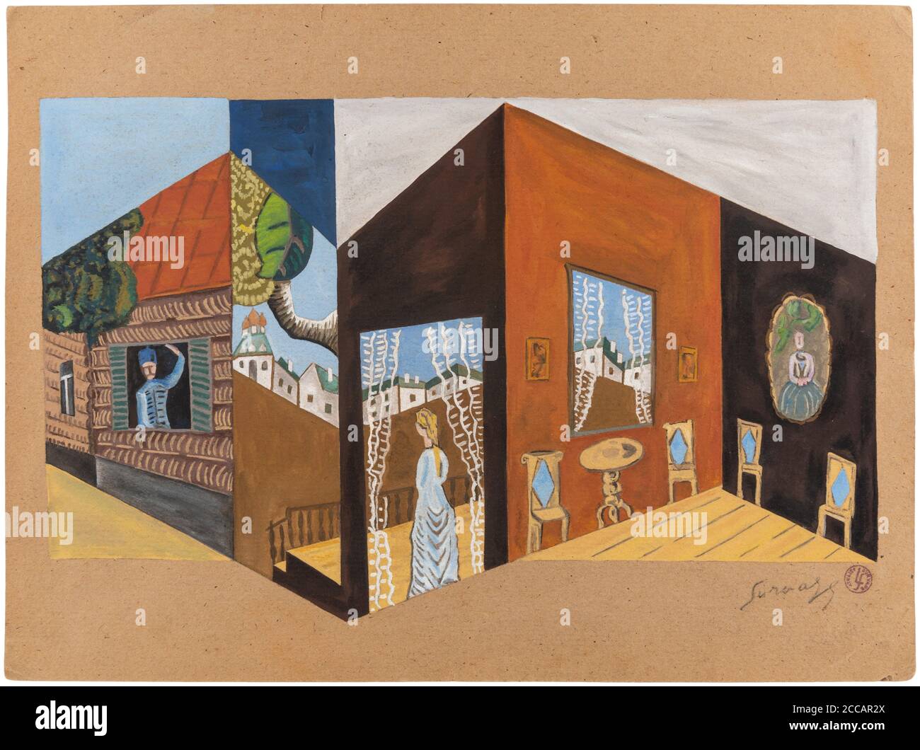 Stage design for the opera Mavra by I. Stravinsky. Museum: PRIVATE COLLECTION. Author: LEOPOLD ...