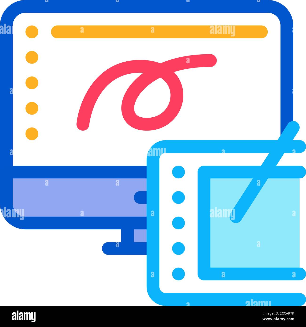 drawing design tablet and computer screen icon vector outline ...