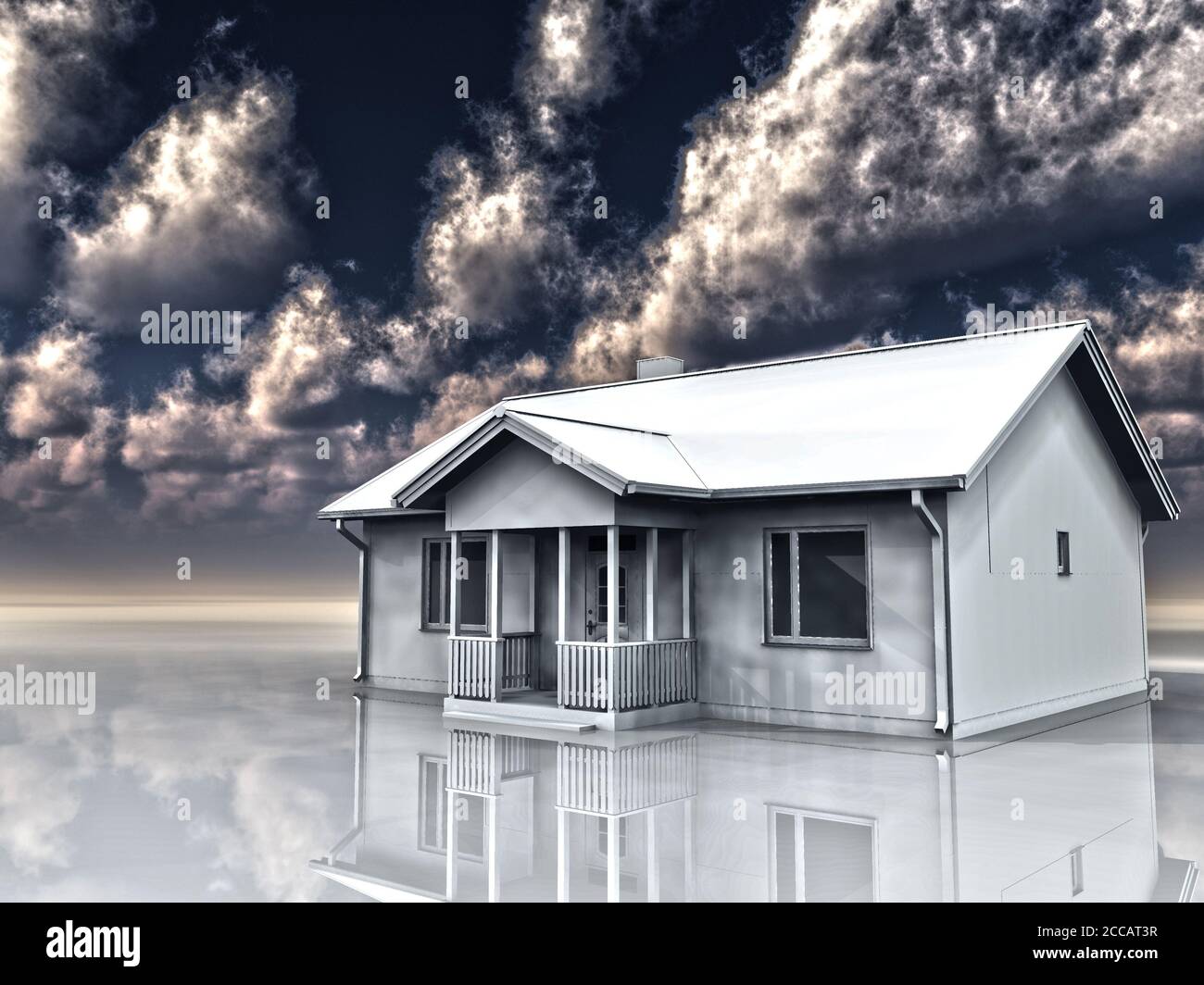 Home in white landscape Stock Photo - Alamy