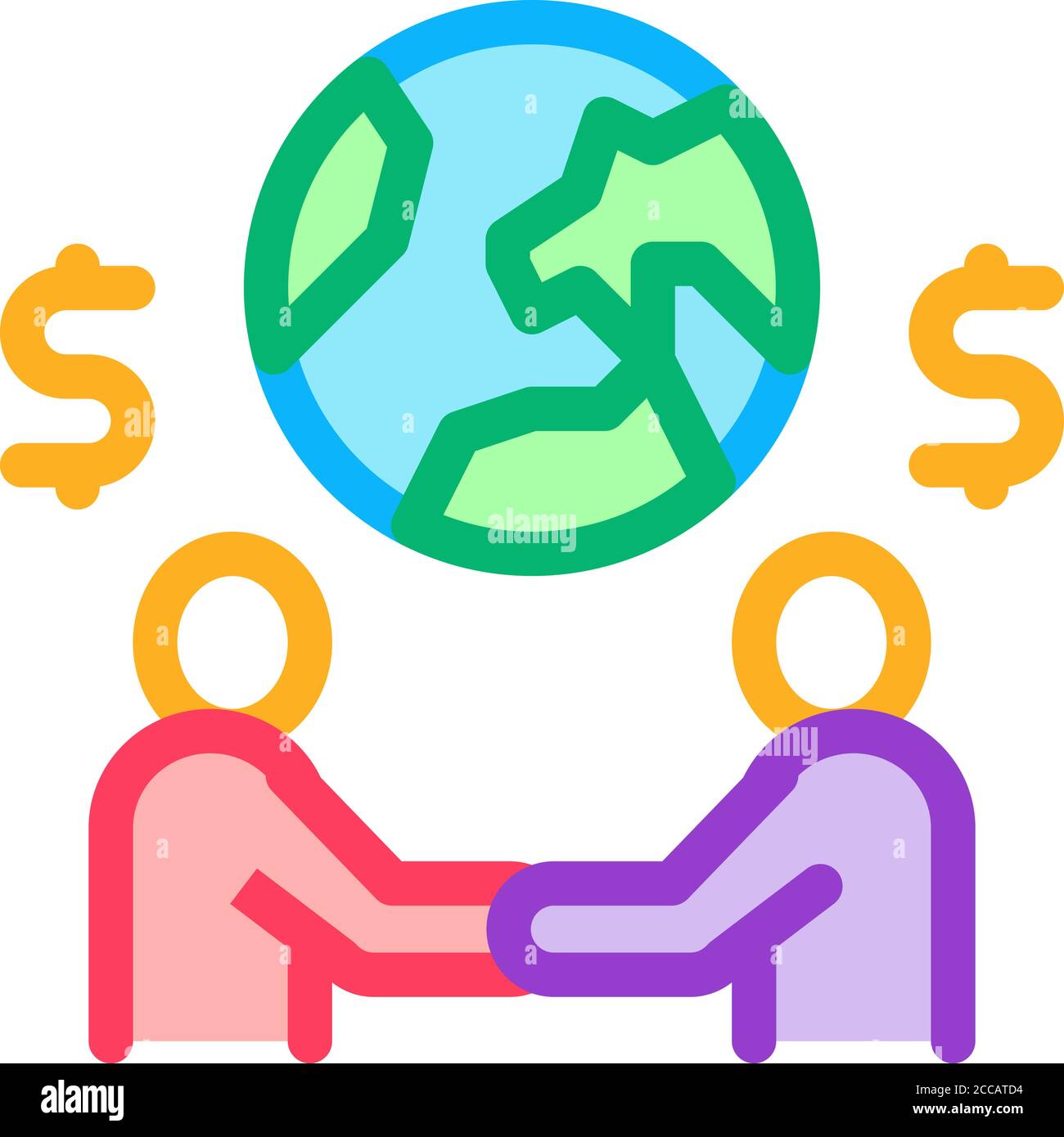 international partnership businessman handshake icon vector outline ...