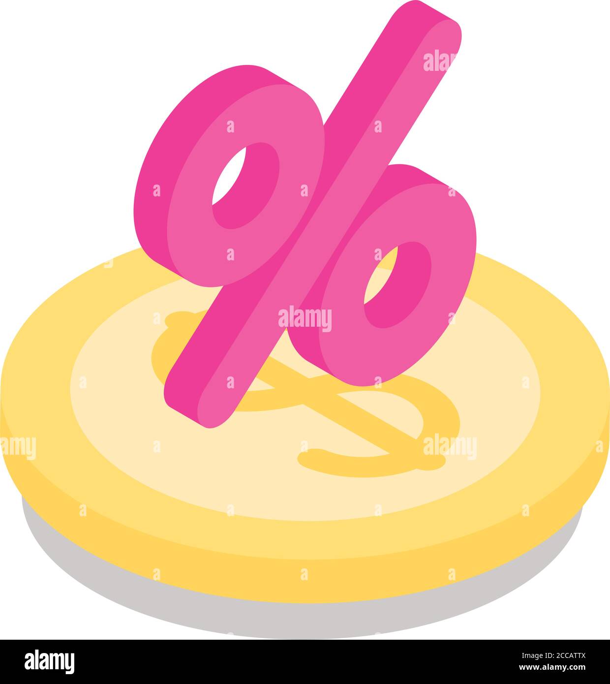 coin and percent symbol isometric line style icon vector design ...