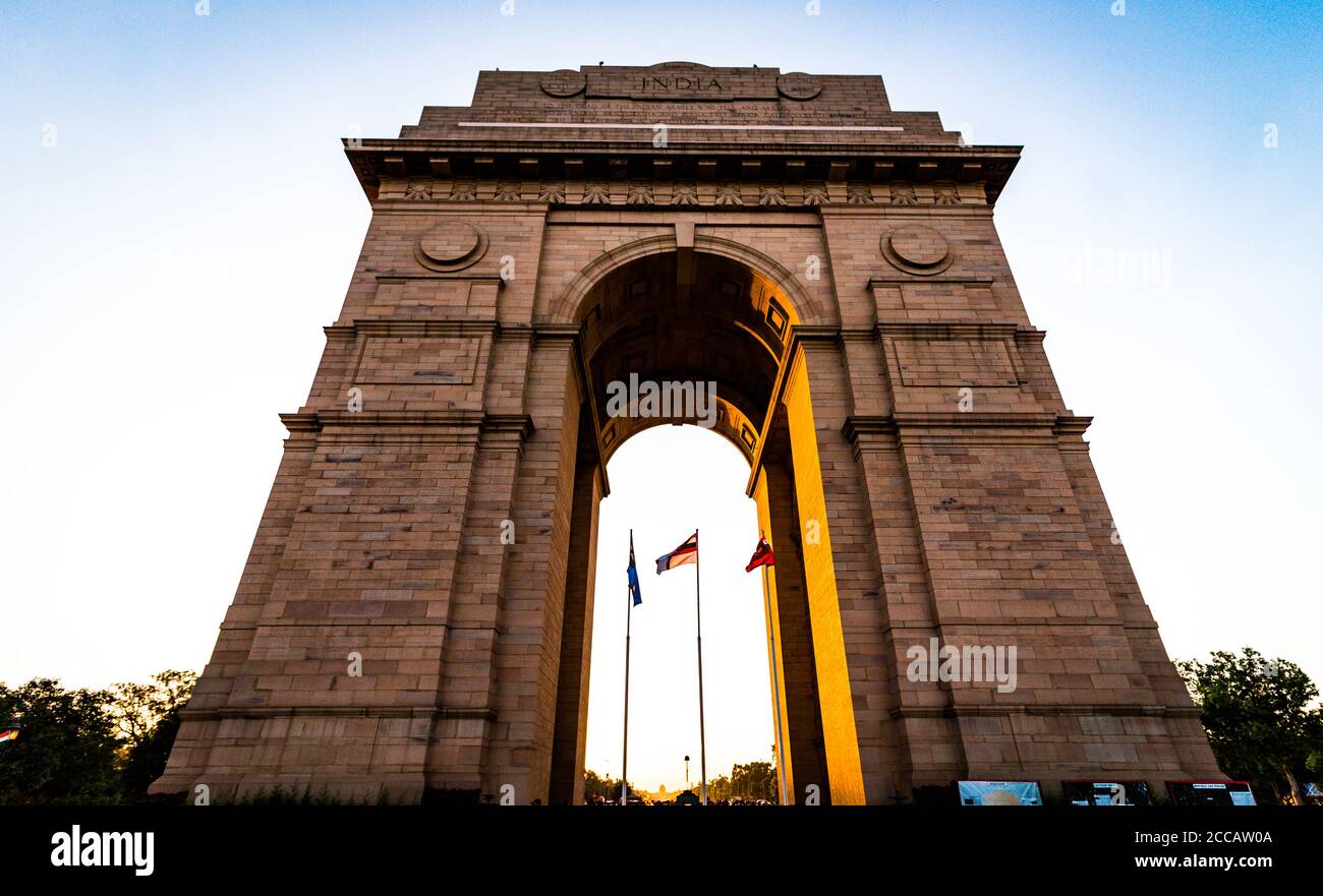 India Gate war memorial located in New Delhi, India. India Gate is the ...