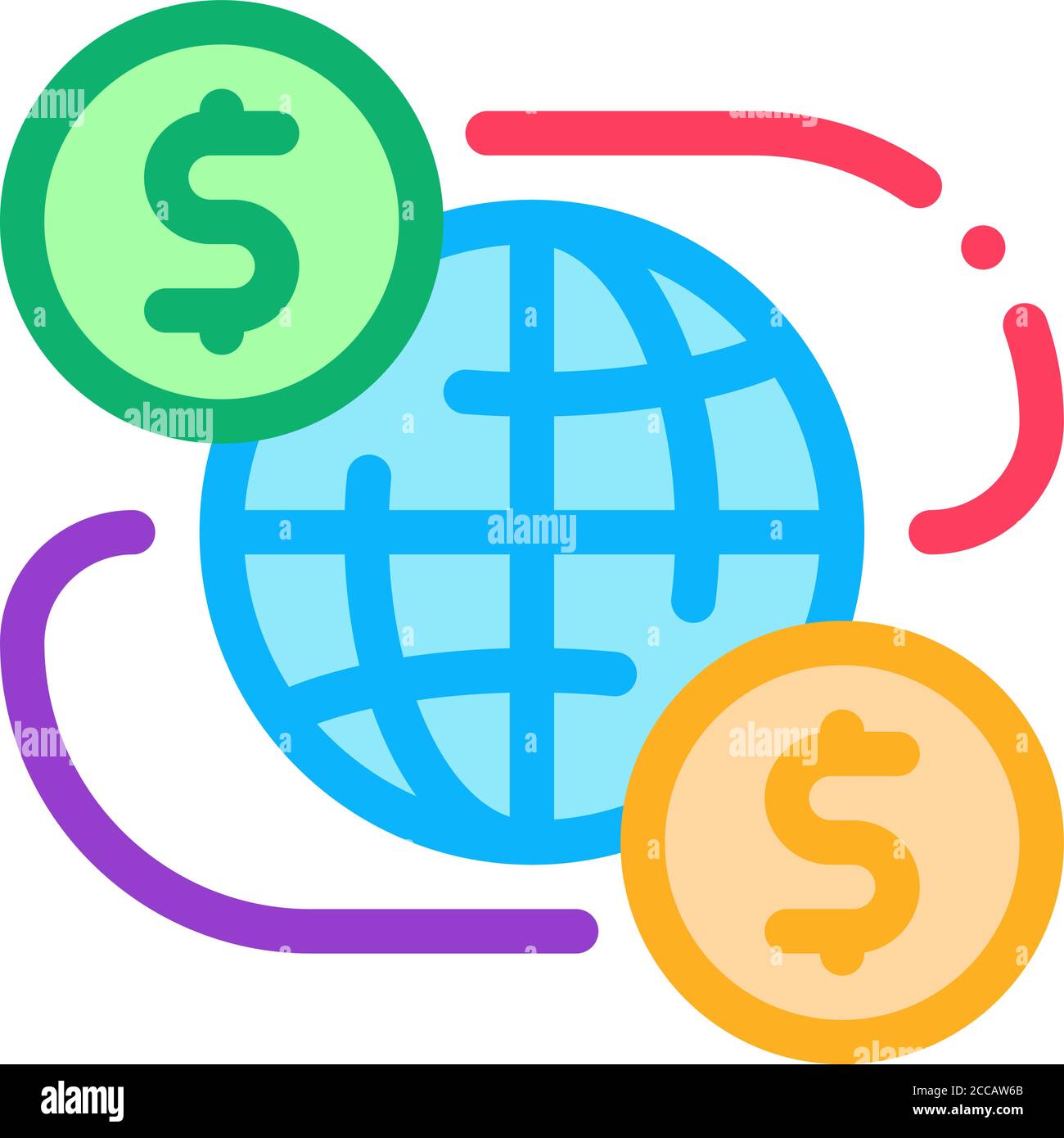 worldwide financial partnership icon vector outline illustration Stock ...