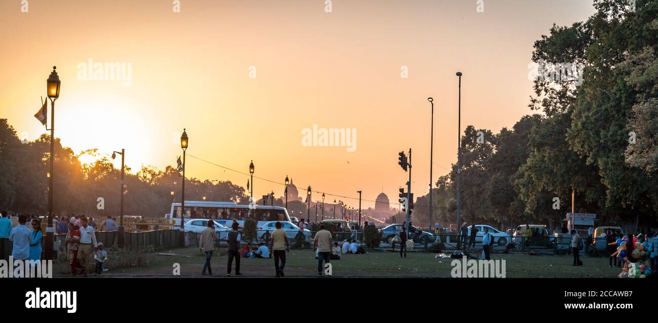 Rajpath road from India Gate war memorial to Rashtrapati Bhavan. Most ...